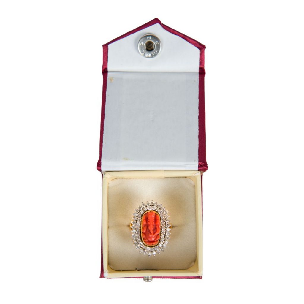 Double Line Diamond Ganesh Muga Ring – WinBiz